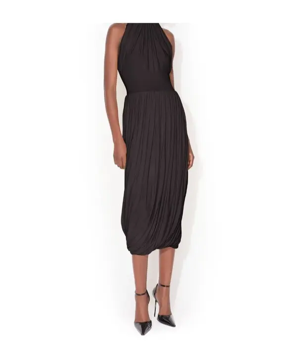 Alaïa Halterneck Sleeveless Draped Midi Dress - No