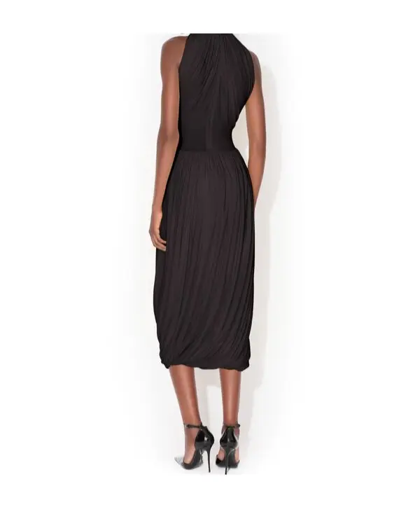 Alaïa Halterneck Sleeveless Draped Midi Dress - No