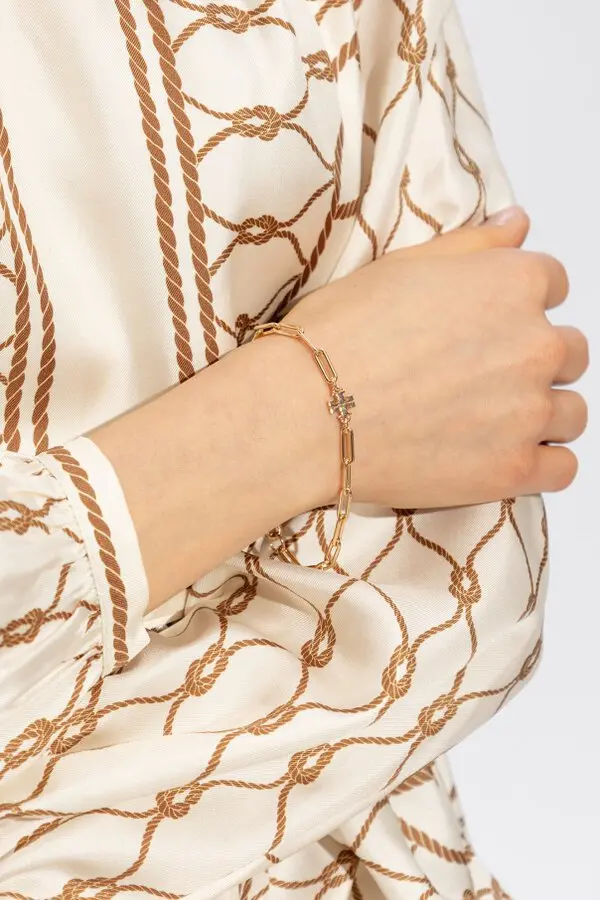 Tory Burch 18kt Gold-plated Logo Bracelet - Yellow
