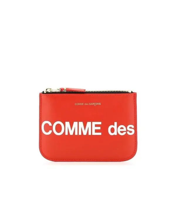 Comme Des Garçons Comme Des Garons Wallet Logo Printed Zip-up Small Clutch Bag - Red
