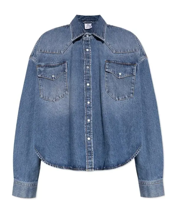 Vetements Long-sleeved Denim Shirt - Blue