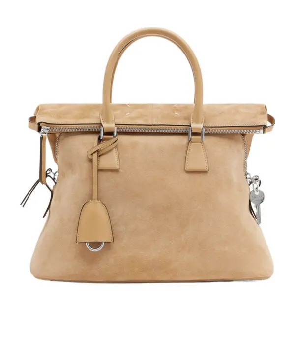 MAISON MARGIELA Zipped Detailed Top Handle Bag - Camel