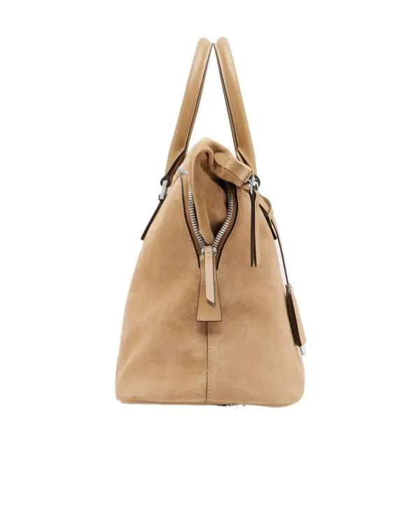 MAISON MARGIELA Zipped Detailed Top Handle Bag - Camel