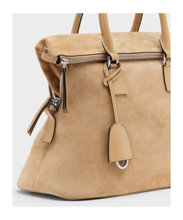 MAISON MARGIELA Zipped Detailed Top Handle Bag - Camel