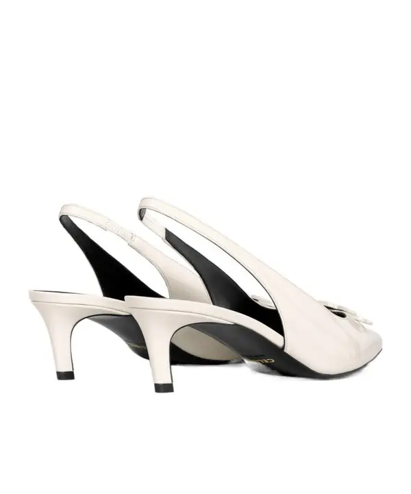 Celine Alma Triomphe Slingback In Patent Calfskin - White