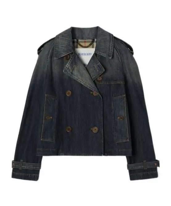 Burberry Cropped Double-breasted Denim Jacket