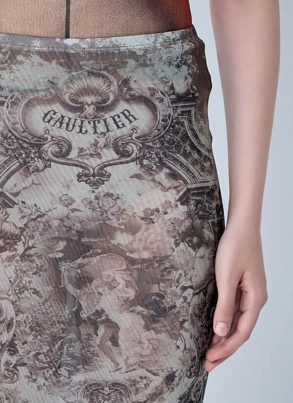 JEAN PAUL GAULTIER Médaillon Print Mesh Midi Skirt