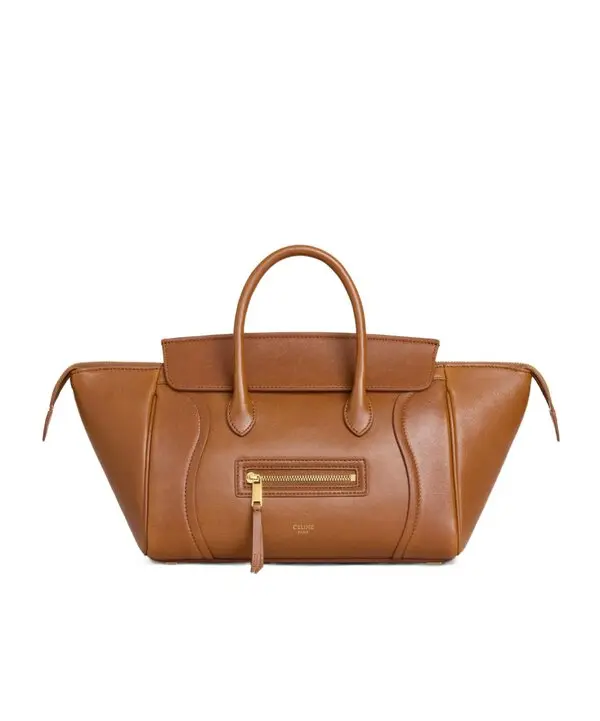 Celine Little Luggage Bag In Supple Shiny Lambskin - Soft Tan