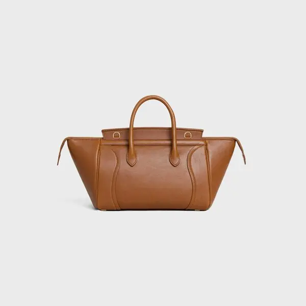 Celine Little Luggage Bag In Supple Shiny Lambskin - Soft Tan