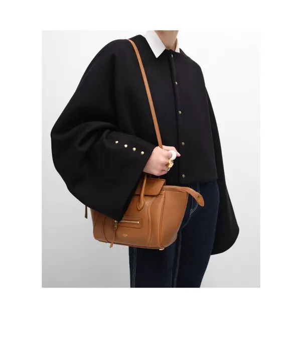 Celine Little Luggage Bag In Supple Shiny Lambskin - Soft Tan