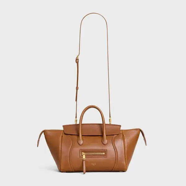Celine Little Luggage Bag In Supple Shiny Lambskin - Soft Tan