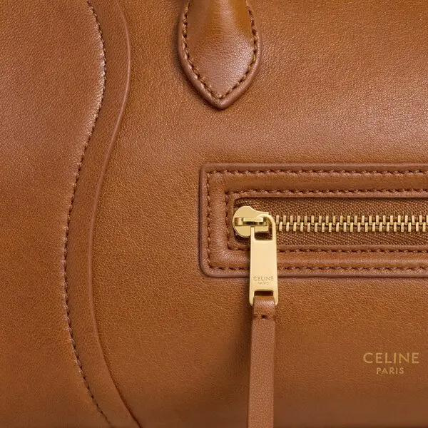Celine Little Luggage Bag In Supple Shiny Lambskin - Soft Tan
