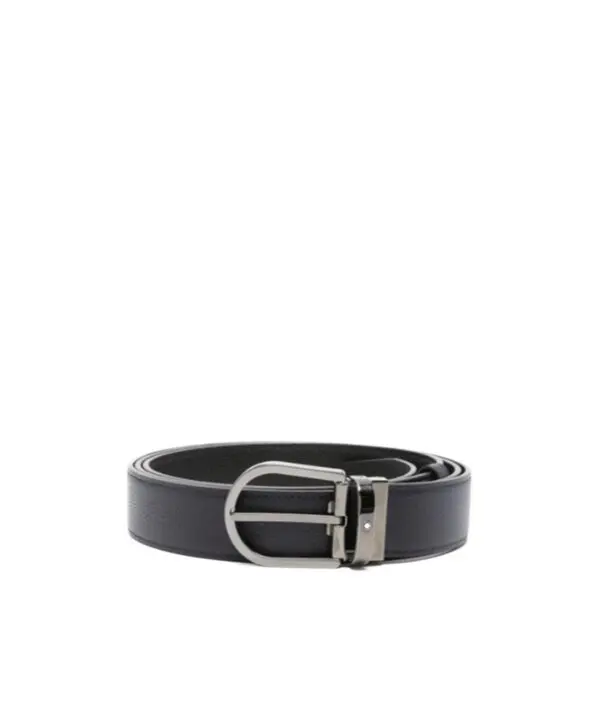 Montblanc Horseshoe Buckle Leather Belt - Black