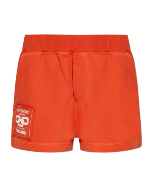 Dsquared2 Logo Patch Elasticated Waistband Shorts - Orange