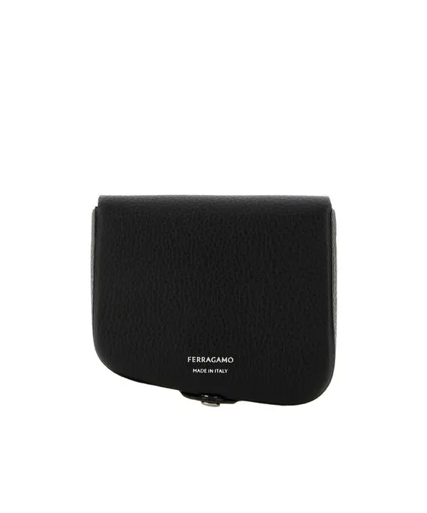 FERRAGAMO Logo Printed Asymmetric Wallet - Black