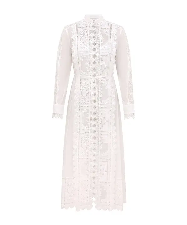 Zimmermann Midi Aster Embroidered Dress - Ivory