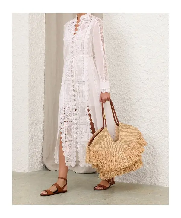 Zimmermann Midi Aster Embroidered Dress - Ivory