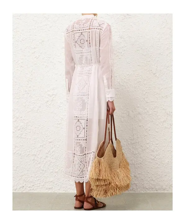 Zimmermann Midi Aster Embroidered Dress - Ivory