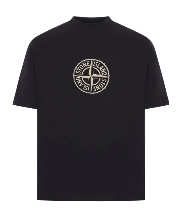 Stone Island Compass Printed Crewneck T-shirt - Black