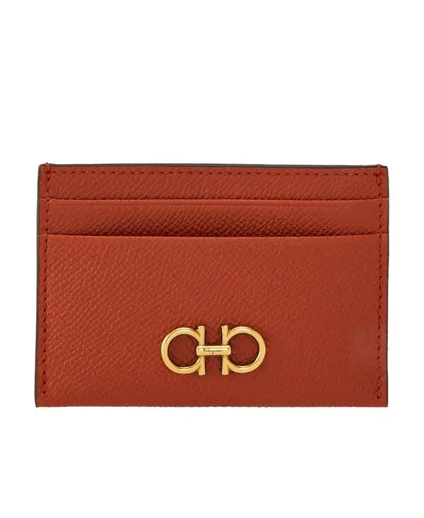FERRAGAMO Gancini Plaque Cardholder - Red