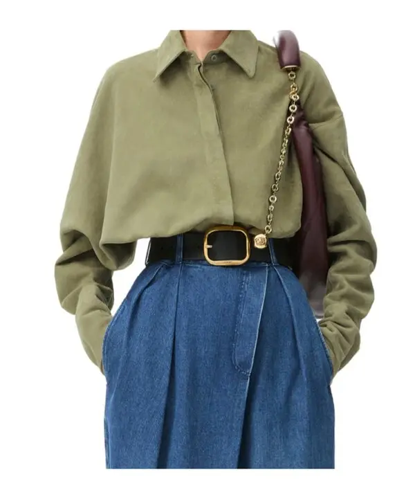 Loewe Draped Shirt In Suede Lambskin