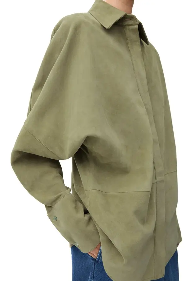 Loewe Draped Shirt In Suede Lambskin