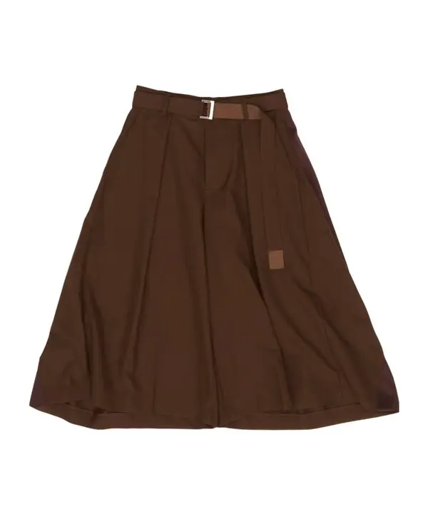 Sacai Wool Blend Pleated Shorts - Brown