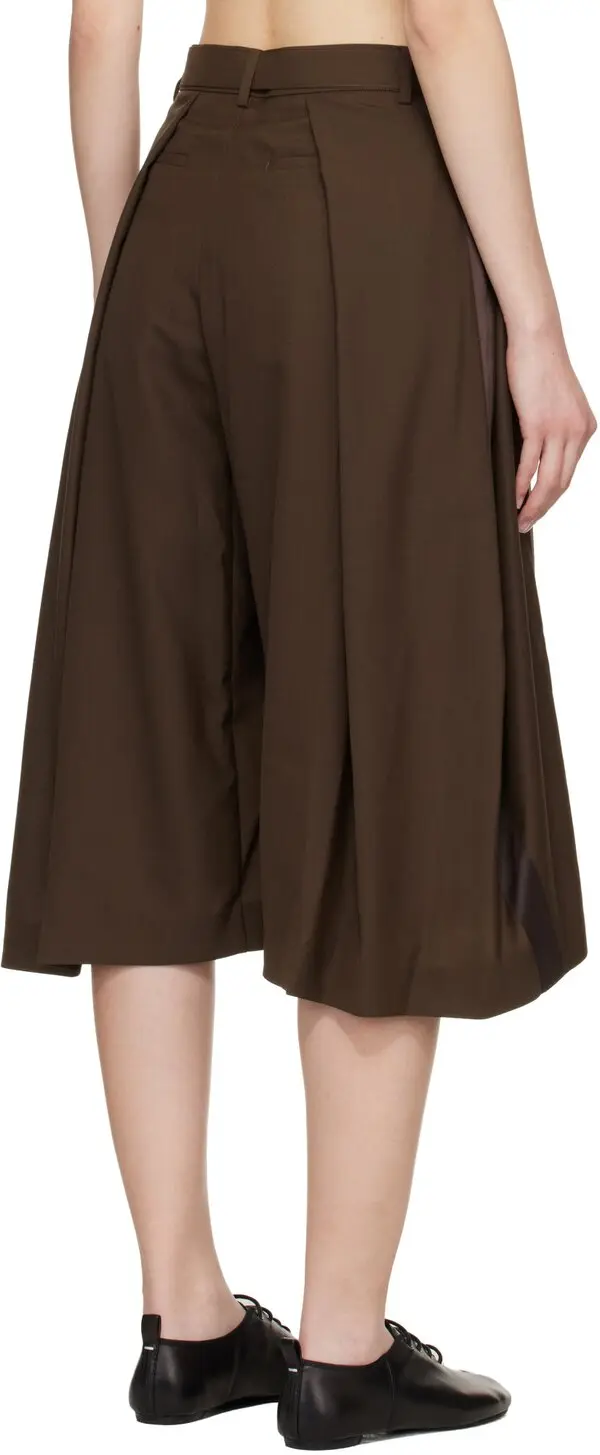Sacai Wool Blend Pleated Shorts - Brown