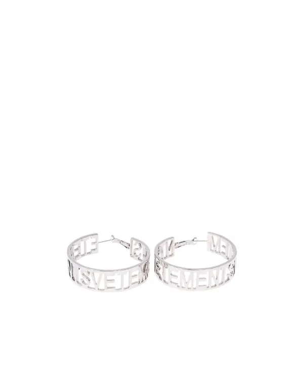 Vetements Logo Hoop Earrings - White