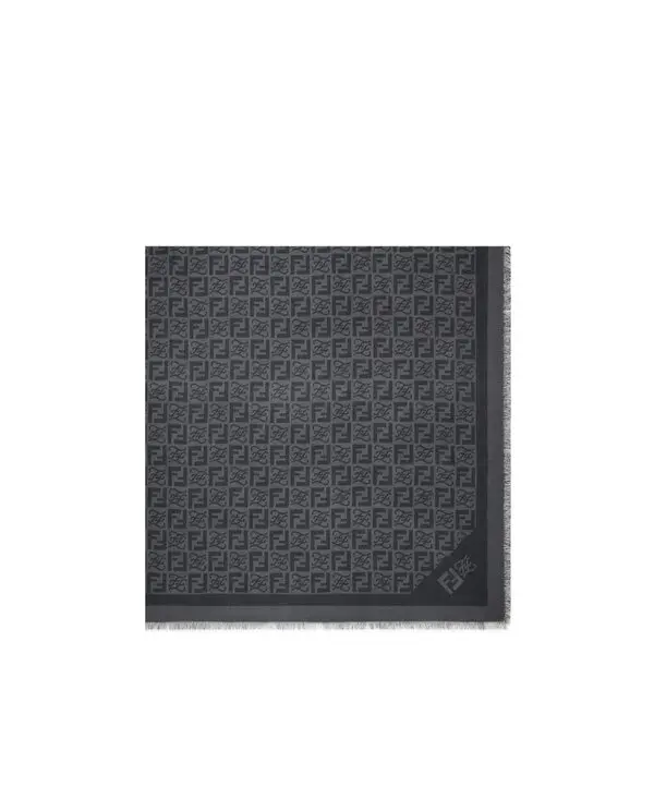 Fendi Keffiyeh All-over Ff Pattern Scarf - Gray