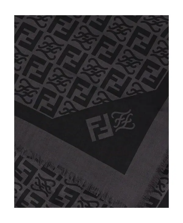 Fendi Keffiyeh All-over Ff Pattern Scarf - Gray