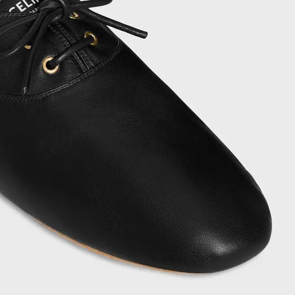 Celine Lambskin Ballet Lace-up Flats - Black