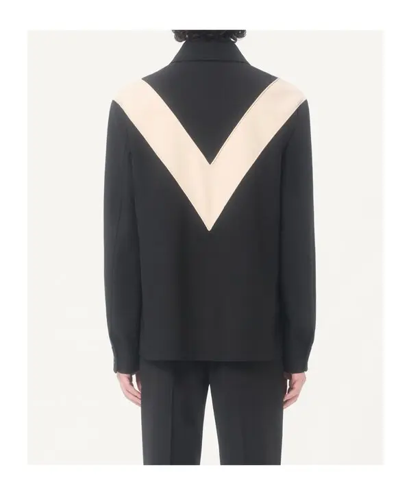 Valentino Garavani Logo Patch Zip-up Overshirt - Black