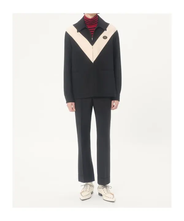 Valentino Garavani Logo Patch Zip-up Overshirt - Black