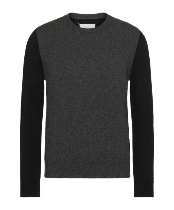 MAISON MARGIELA Two-tone Crewneck Jumper With Ribbed Details - Grey