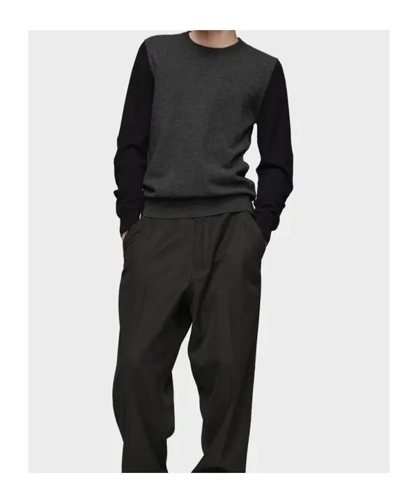 MAISON MARGIELA Two-tone Crewneck Jumper With Ribbed Details - Grey
