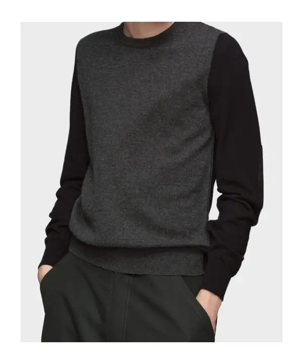 MAISON MARGIELA Two-tone Crewneck Jumper With Ribbed Details - Grey