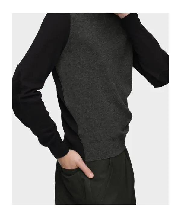 MAISON MARGIELA Two-tone Crewneck Jumper With Ribbed Details - Grey