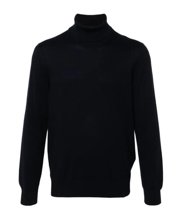 FAY Ribbed Turtleneck Knitwear - Blue