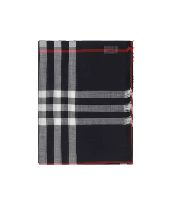 Burberry Checked Frayed-edge Scarf - Black