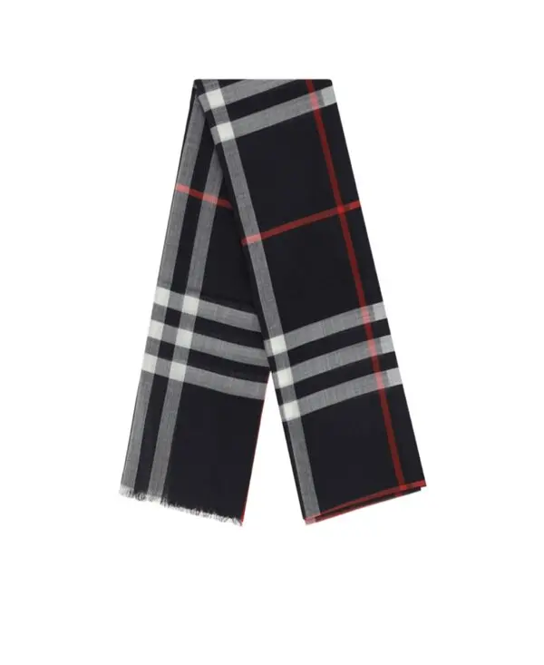 Burberry Checked Frayed-edge Scarf - Black