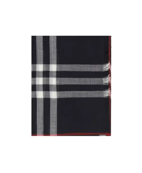 Burberry Checked Frayed-edge Scarf - Black