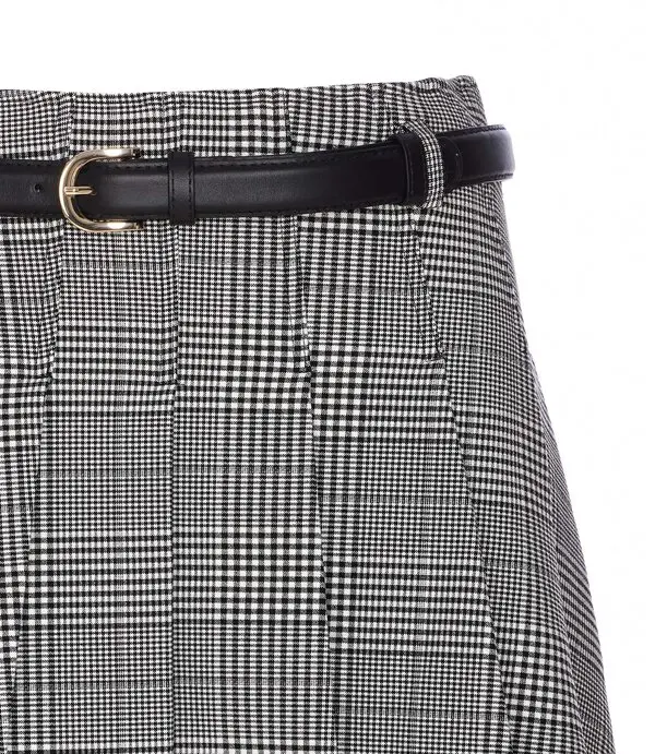 SELF-PORTRAIT Prince Of Wales Check Pleated Midi Skirt - Gray