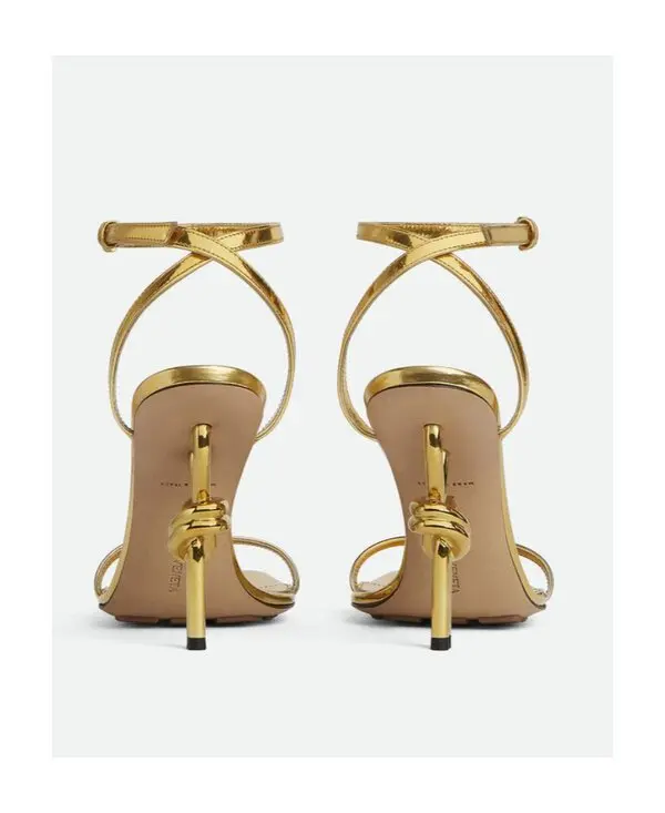 Bottega Veneta Knot High Heel Sandals - Gold