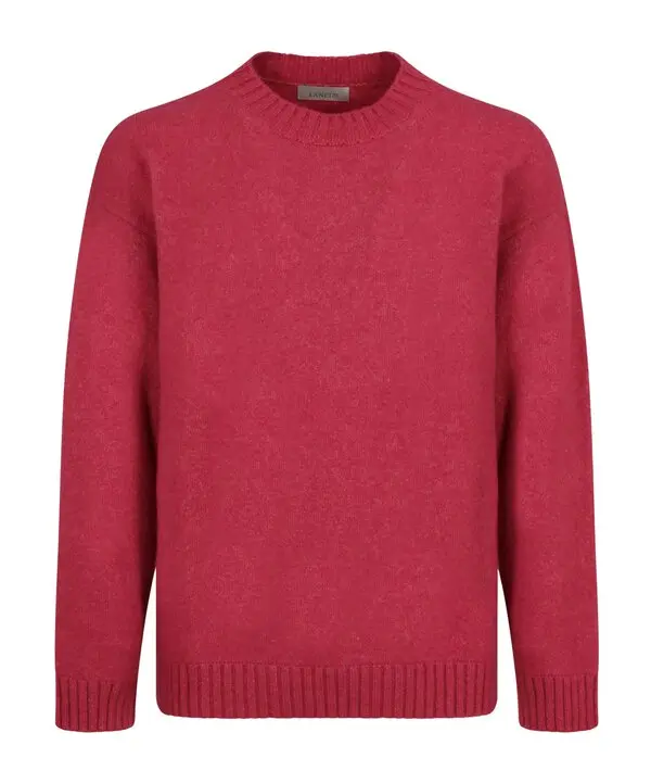 LANEUS Ribbed Knit Pullover - Red