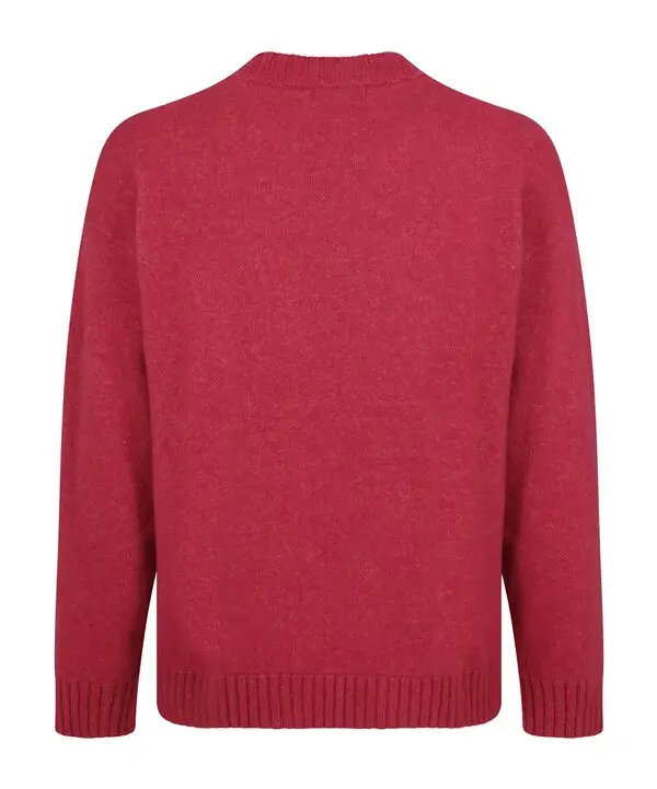 LANEUS Ribbed Knit Pullover - Red