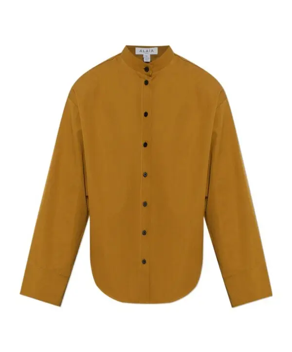 Alaïa Layered Poplin Shirt - Brown