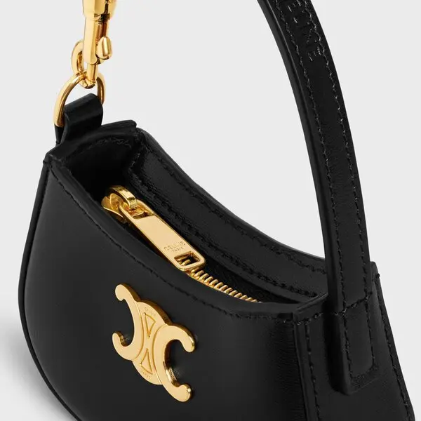 Celine Micro Tilly Bag In Shiny Calfskin - Black