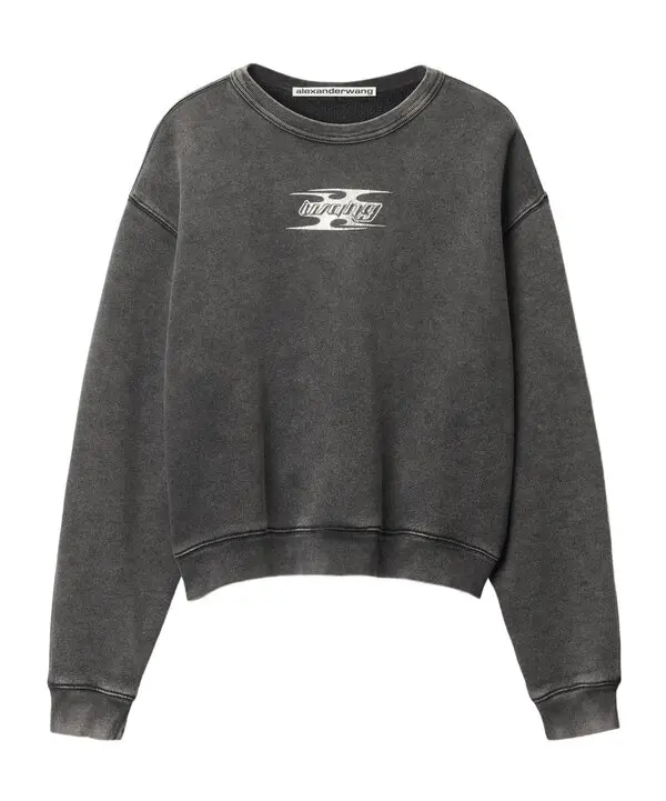 Alexander Wang Blade Logo-embossed Sweatshirt - Washed Grey