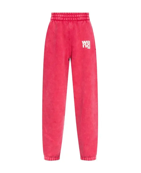 Alexander Wang Rubberised Logo Cotton-blend Track Pants - Red